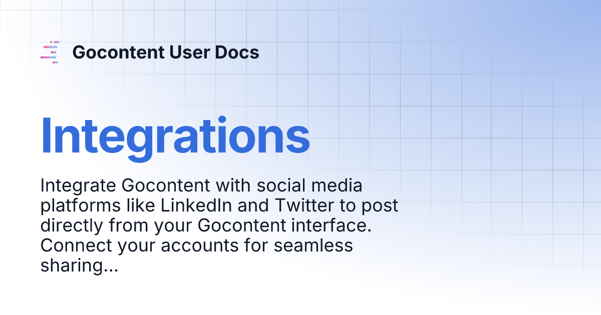 Integrations | Gocontent User Docs