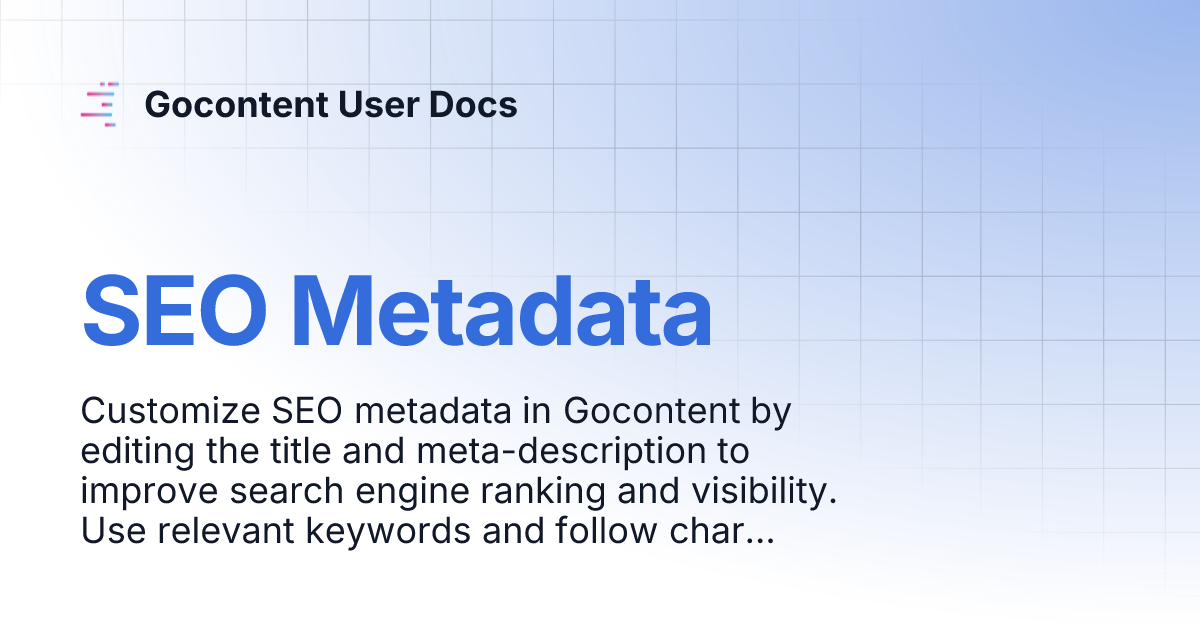 SEO Metadata | Gocontent User Docs