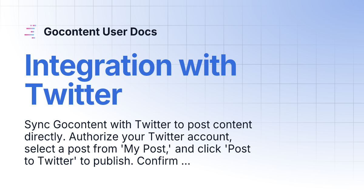 Integration with Twitter | Gocontent User Docs