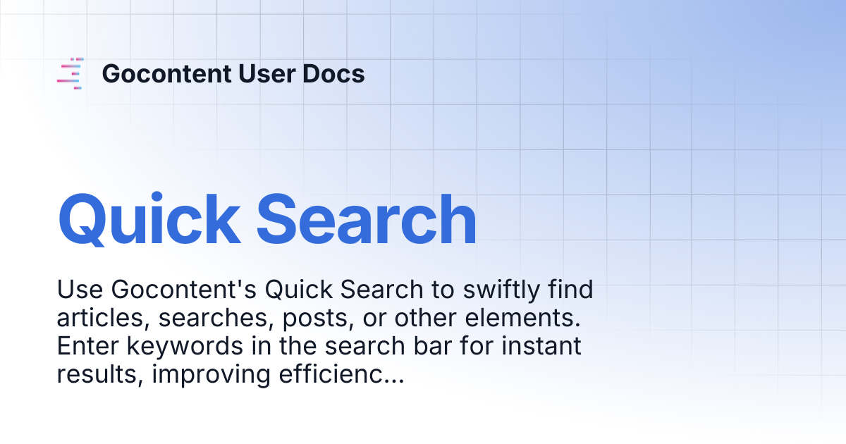 Quick Search | Gocontent User Docs